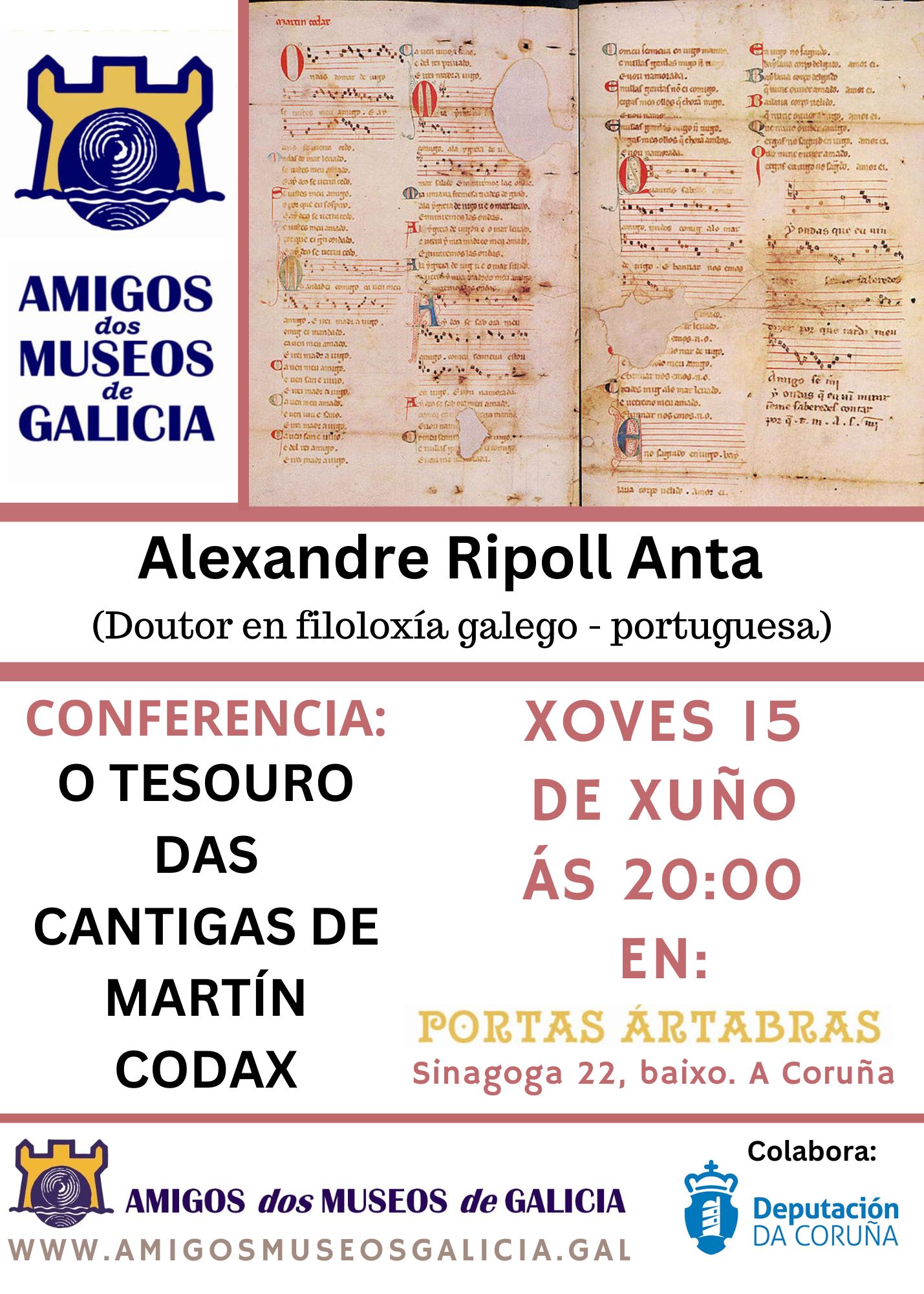 A Coruña: conferencia “O tesouro das Cantigas de Martín Codax”, por ...